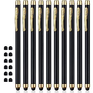 Stylus Pens for Touch Screens (10 Pcs), ChaoQ Capacitive Stylus with 12 Replaceable Tips - Black