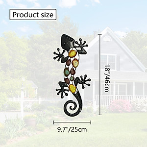 LIFFY Metal Gecko Wall Art Decor, 18 Inches Large Hang Sculpture for Outdoor Patio Decor, Camper Decorations for Inside, Garden Art Lizard for Bedroom, Living Room, Fence, Yard
