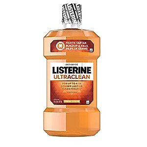 Listerine Ultraclean Oral Care Antiseptic Mouthwash with Everfresh Technology to Help Fight Bad Breath, Gingivitis, Plaque and Tartar, Fresh Citrus, 1 L