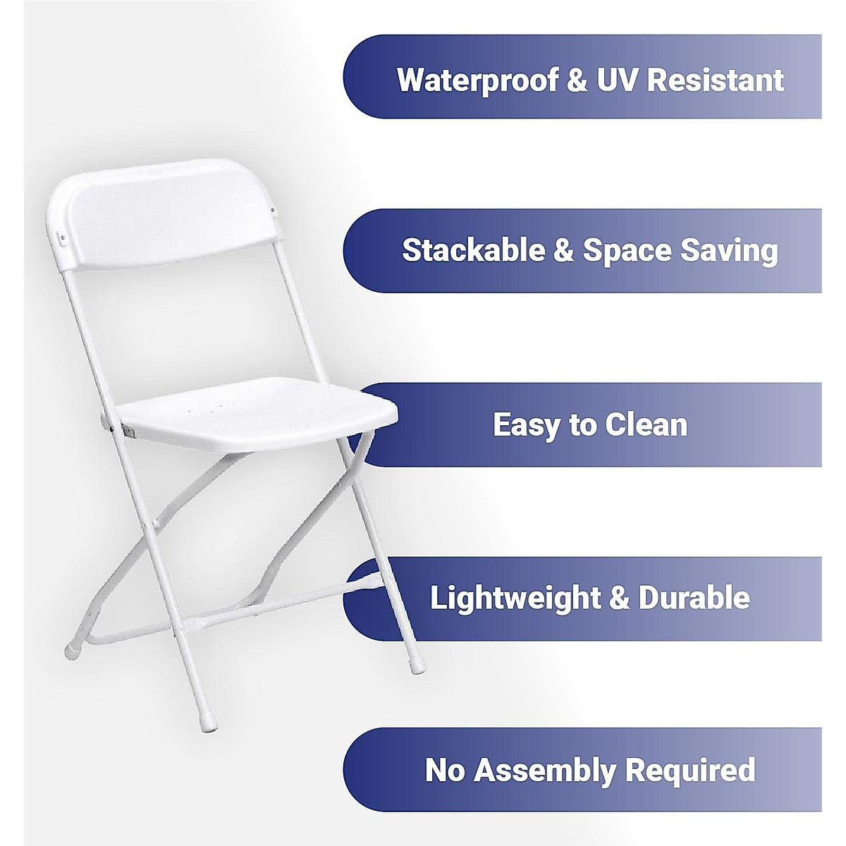 TentandTable Heavy Duty Poly Plastic Stackable Folding Chairs | White | for Event, Banquet, and Wedding| 300-Pound Capacity | 10 Pack