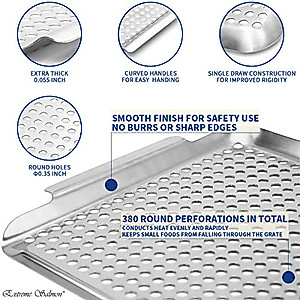 Grill Pan, Stainless Steel Grill Topper Heavy Duty BBQ Grill Wok with Handles Vegetables Grill Basket Outdoor Grill Accessories Cookware Grill Utensils for Barbecue Cooking