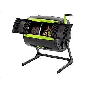 Maze 65 Gallon Outdoor Compost Bin Tumbler for Food Waste - Outdoor Compost Bin for Kitchen Garden & Homestead - Heavy Duty Dual Chamber Waste Recycling Machine