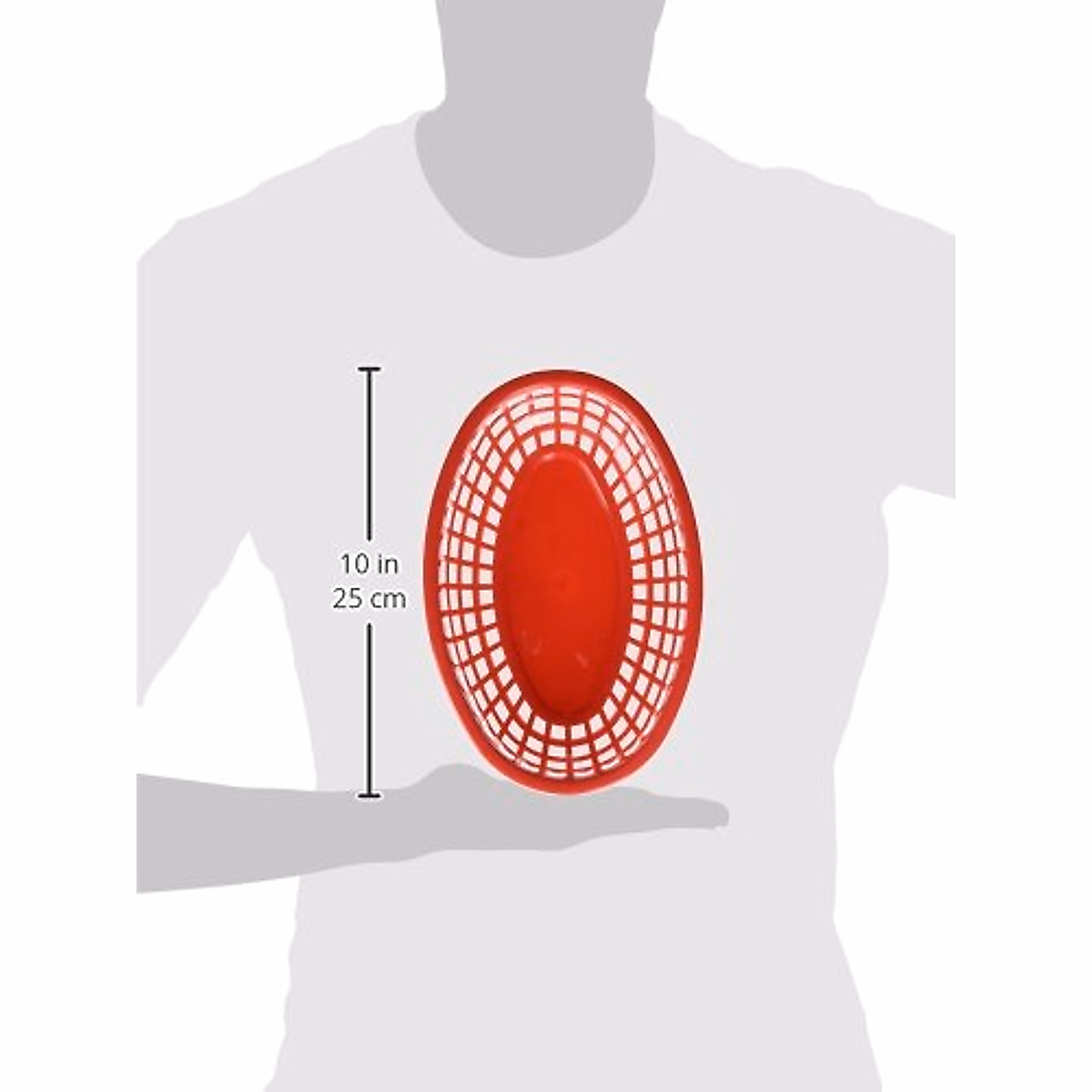 TableCraft H1074R6 6-Piece Classic Oval Plastic Baskets, Red