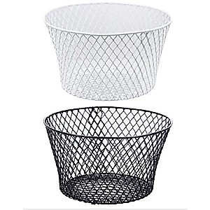 Small Metal Rectangular, Oval and Round Wire Baskets with Handles, Black and White, 4-ct Sets (Round Black Without Handles)