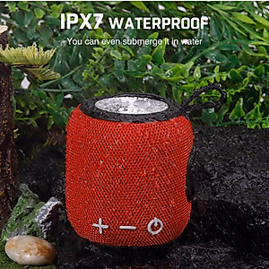 Bluetooth Speaker: Powerful Stereo Sound, IPX7 Waterproof, True Wireless Stereo Pairing, Portable Design, Latest Bluetooth V5.2 - Perfect for Defy (2021), Beach, Outdoor, Home, Parties& More - Red