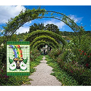 St Patrick's Day Garden Flag,Shamrock Spirit Gold Coin Hat Rainbow St Patricks Flag 12.5 x 18 Inch Clover Double-Sided Display 2 Layer Linen for Garden and Home Decorations