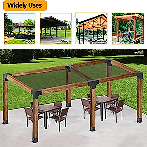 Neorexon Pergola Kit Elevated Wood Stand Kit Woodwork for 4"x 4" (Actual 3.6 X 3.6 inch), Solid Stainless Steel 304 Wooden Gazebo Kit for Outdoor 4 Way Right Angle Corner Bracket and Base Brackets