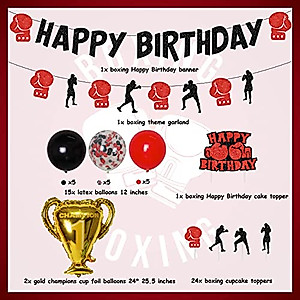 Boxing Match Birthday Party Decorations Fight Sports Theme Birthday Wrestling Party Supplies Boxing Birthday Banner Cake Topper Balloons