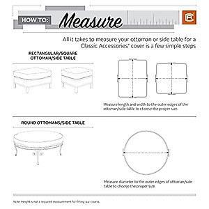 Classic Accessories Veranda Water-Resistant 26 Inch Rectangular Patio Ottoman/Side Table Cover, Pebble/Bark/Earth