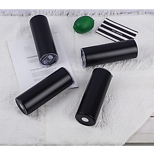 Wzaytia 12 Pack 20 Oz Straight Skinny Tumblers,Individually Gift Boxed Stainless Steel Slim Skinny Tumbler Set Bulk, 20 Oz Insulated Slim Thin Travel Tumbler Cup for Diy, Black