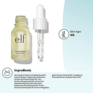 e.l.f. SKIN Nourishing Facial Oil, Moisturizing & Nourishing Formula, Infused With Rosehip Seed Oil & Jojoba Oil, Vegan & Cruelty-Free, 0.507 Fl Oz