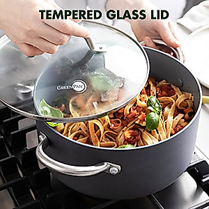 GreenPan Lima Hard Anodized Healthy Ceramic Nonstick 5QT Stock Pot with Lid, PFAS-Free, Oven Safe, Gray