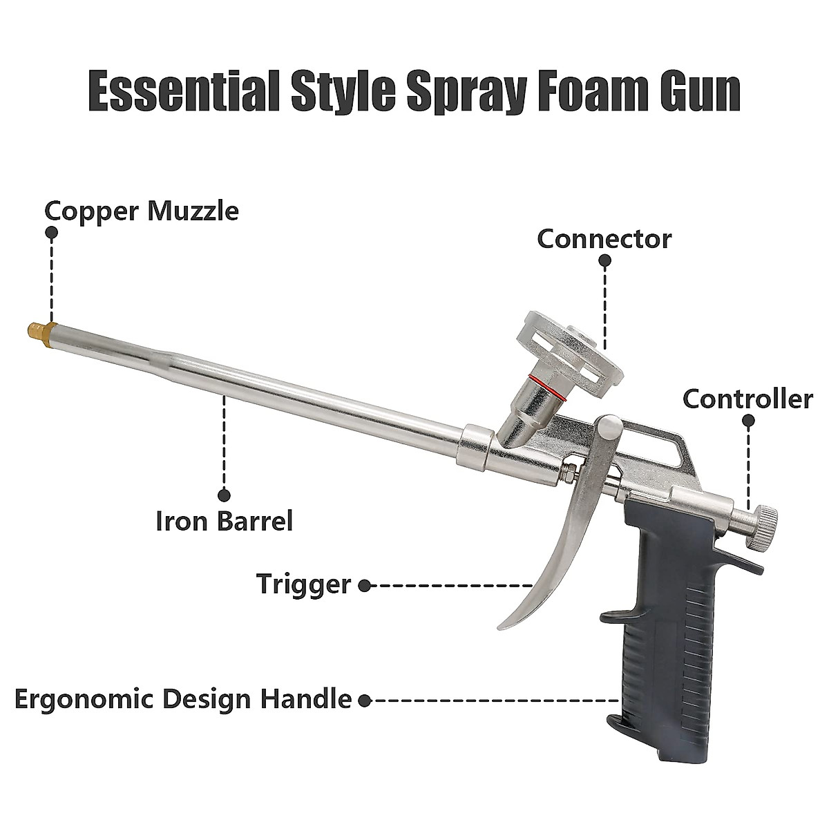 Qjaiune PU Spray Foam Gun Sealant Application Gun, Spray Insulation Expanding Foam Gun Applicator, Heavy Duty Dispensing Caulking Gun for Filling Sealing Windows Gap