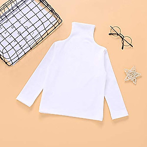 Baby Little Girls Long Sleeve Shirts Turtleneck T-Shirt Tops Basic Solid Color Blouse Outfit for Toddler Kids Girl (White, 2-3 Years)