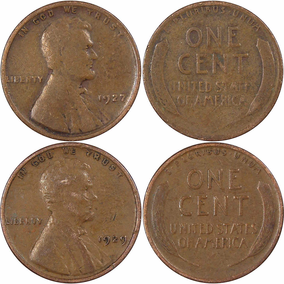 Pre-1930 Lincoln Wheat Cent 10 Piece Set Bronze Penny 1c Coins