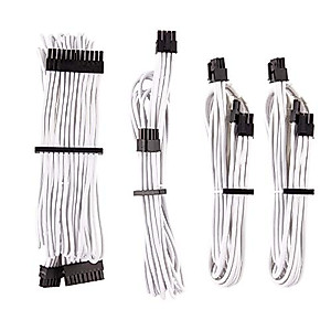 CORSAIR Premium Individually Sleeved PSU Cables Starter Kit – White, 2 Yr Warranty, for Corsair PSUs