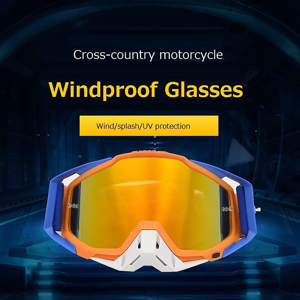 Wind Dust Anti UV Off-road Glasses,Ski Motorcycle Cross-country Sports Riding Glasses,Durable Portable for Outdoor Sports (black)