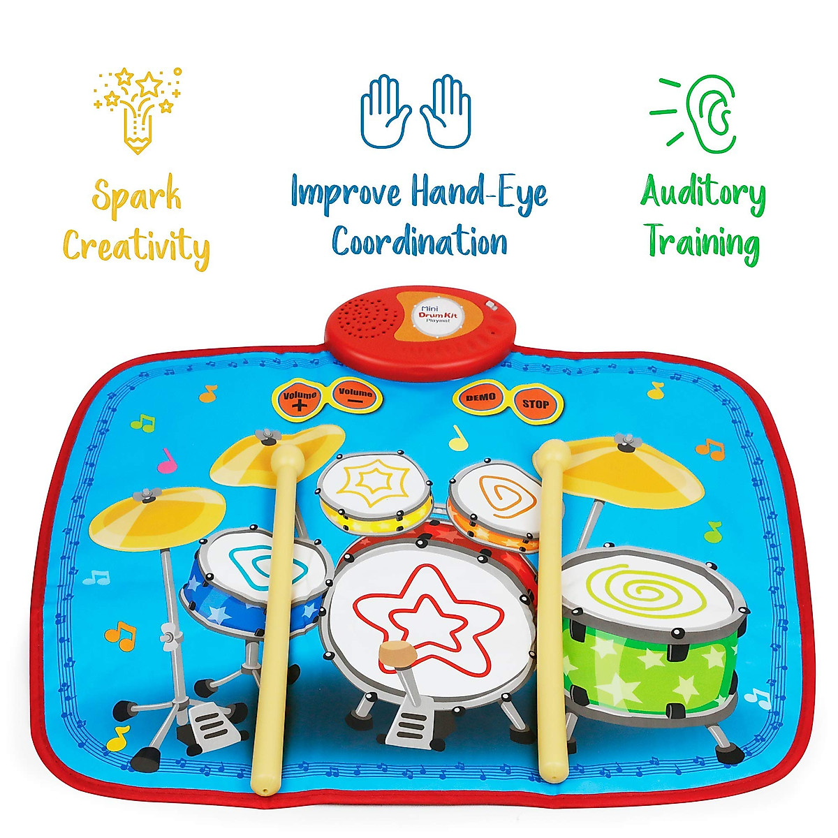 Bambiya Kids Electric Drum Set - Touch-Sensitive Baby Musical Toy Drum Pad for Kids with 8 Drumming Areas, 2 Play Modes & Adjustable Volume - Toddlers Infants Baby Toys for 3 Year Old Boys Girls