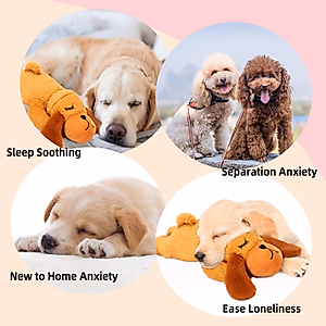 Dog Heartbeat Toy, Heartbeat Stuffed Animal for Dogs, Separation Anxiety Relief and Calming Aid, Puppy Sleeping Aid Plush Pillow Toy, Comfort Hug Snuggle for Small Medium Dogs Cats