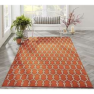 Momeni Rugs , Baja Collection Contemporary Indoor & Outdoor Area Rug, Easy to Clean, UV protected & Fade Resistant, 2'3" x 4'6", Orange