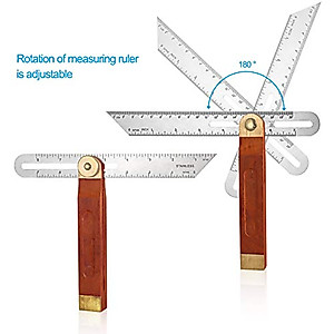 DOITOOL Adjustable Bevel Gauge Sliding T- Bevel Gauge Woodworking T Bevel Angle Finder Multi Angle Adjustable Gauge Measurement Tool with Hardwood Handle and Metric& Imperial Marks