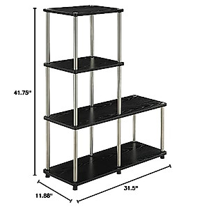 Convenience Concepts Designs2Go 4 tier Multi Shelf "L" Bookshelf, Black
