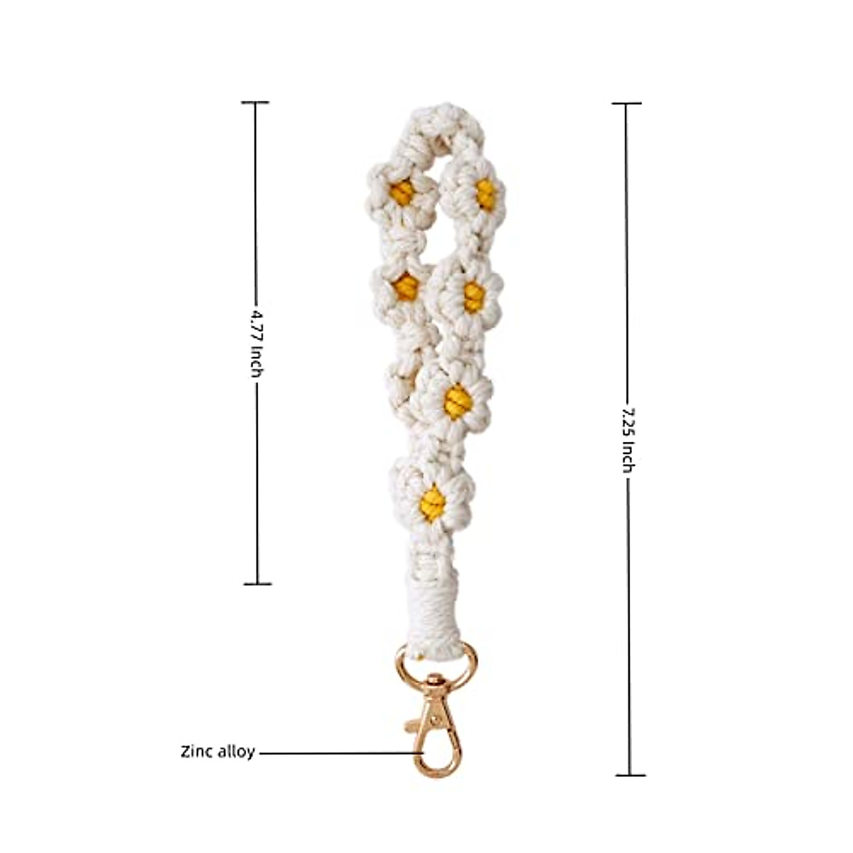 Poagoep Macrame Keychain Handmade Wristlet Keychain Wrist Lanyard for Keys Cute flower keychain Key Chain for Women(1)