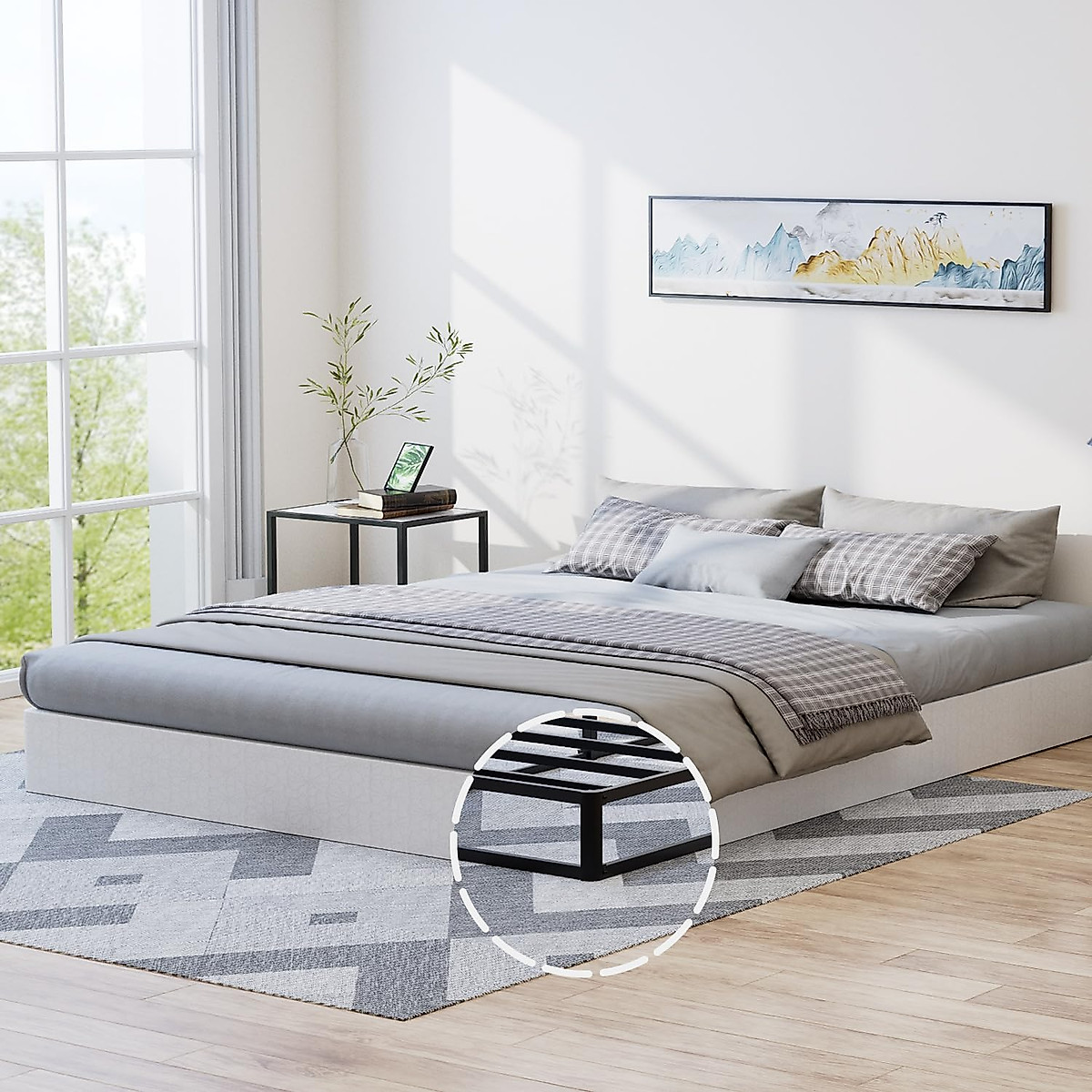 YORMDMO 5 Inch Queen Box Spring, Low Profile Queen Size Box Spring Only, Sturdy Metal Frame Mattress Foundtion, Easy Assembly, Noise-Free