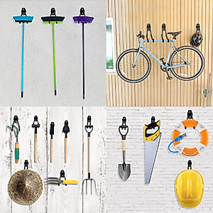 HUPBIPY 12 Pack Garage Hooks Heavy Duty,Utility Steel Garage Storage Hooks,Wall Mount Garage Hanger&Organizer for Organizing Power Tools,Ladders,Bulk Items,Bikes,Ropes and More Equipment