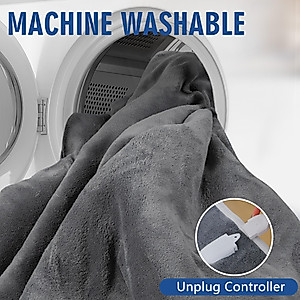 DAILYLIFE Heated Mattress Pad, 60" X 80" Queen Size, Luxury Quilted Electric Bed Warmer with Dual Controller 10 Heat Settings & 9 Hours Timer, Machine Washable, Coral Fleece, Gray