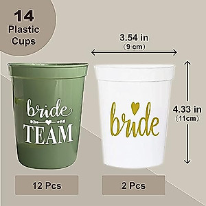 LADY&HOME Bachelorette Party Plastic Cups Bride Team Gifts Reusable Party Cups for Bridal Party(Sage Green)