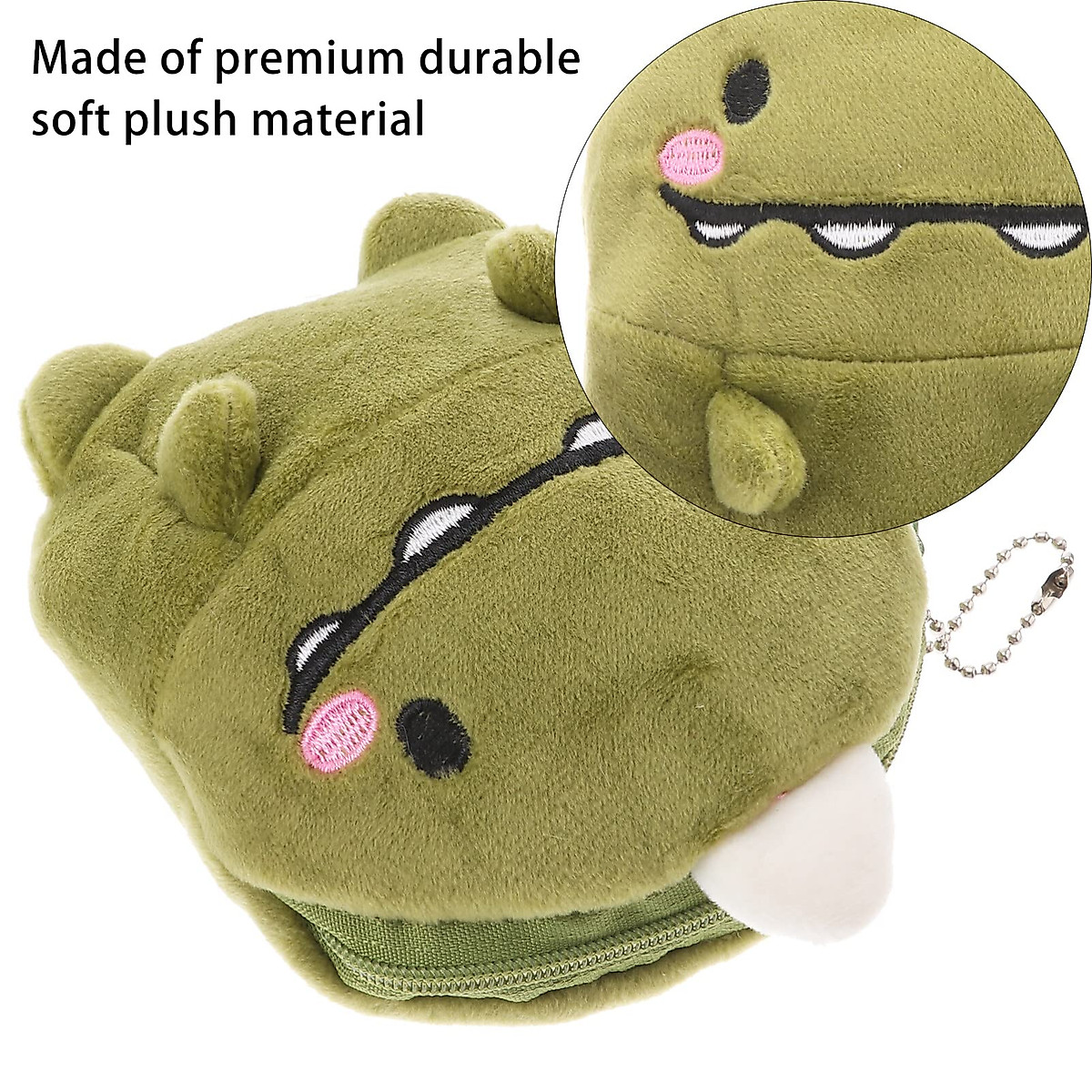 FENICAL Dinosaur Plush Coin Purse Fluffy Cute Hand Bag Mini Wallet Card Pouch Zipper Change Phone Holder for Women Girls Kids