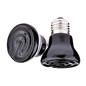 MD Lighting Mini Ceramic Infrared Heat Emitter Bulb(2 Pack), 100W Reptile Heat Lamp Bulb for Pet Amphibian Snake, Turtle, Lizard, Chicken, Brooder Coop, No Light, 110V