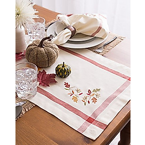 DII 100% Cotton Table Runner Fall Leaves with Corner Border 14x108,