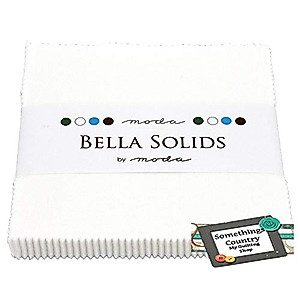 Moda Bella Solids White Bleached 9900PP-98 Charm Pack, 42 5-inch Cotton Fabric Squares