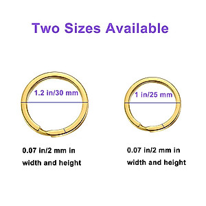 Key Rings for Keychain, Car Keys, Dog Tag Ring, Crafts, Golden, 12Pics