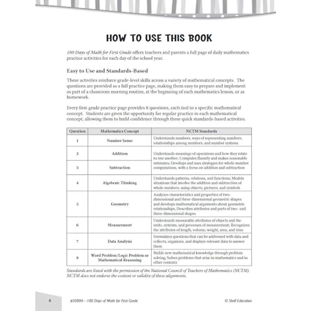 Shell Education 180 Days of Math for First Grade (180 Days of Practice)