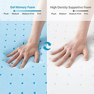 BedStory Firm Mattress Topper Queen 4 Inch, High-Density Memory Foam Provides Extra Lumbar Support, Enhanced Lower Back Relief, Firm & Supportive Cooling Gel Foam for Pressure Relief, 40 Days Trial