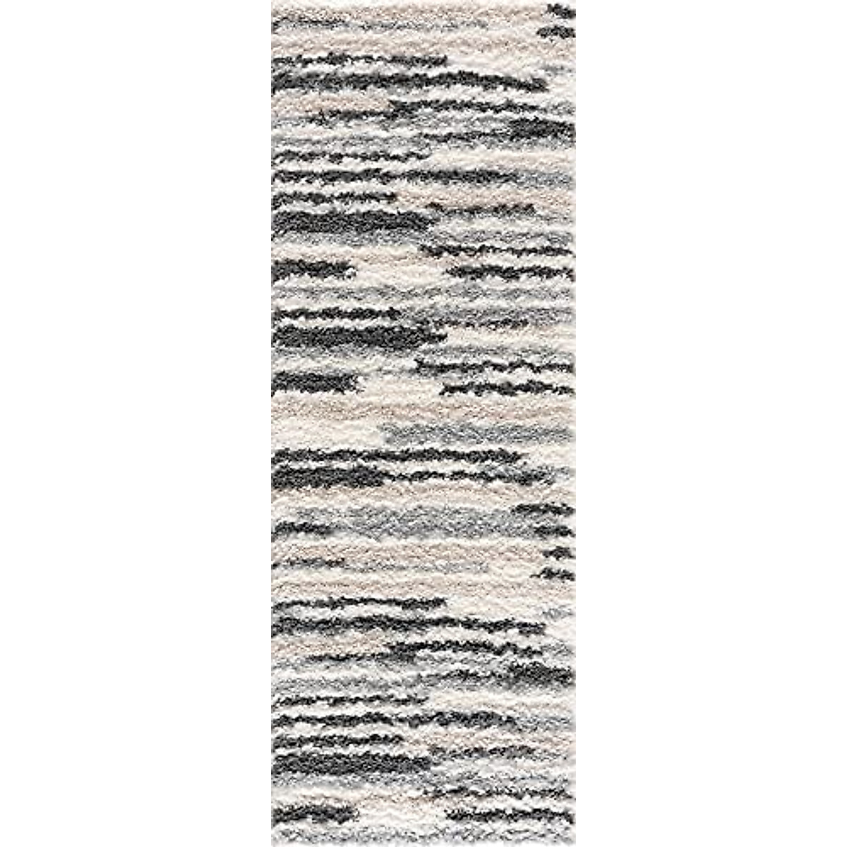 Lux Shag Collection - Moroccan Farmhouse Living Room Bedroom Shaggy Area Rug - Bohemian Shag Rug - Plush High Pile - Southwestern Boho Soft Carpet - Tribal Aztec - Grey, Off White, Beige - 5'3" x 7'3"