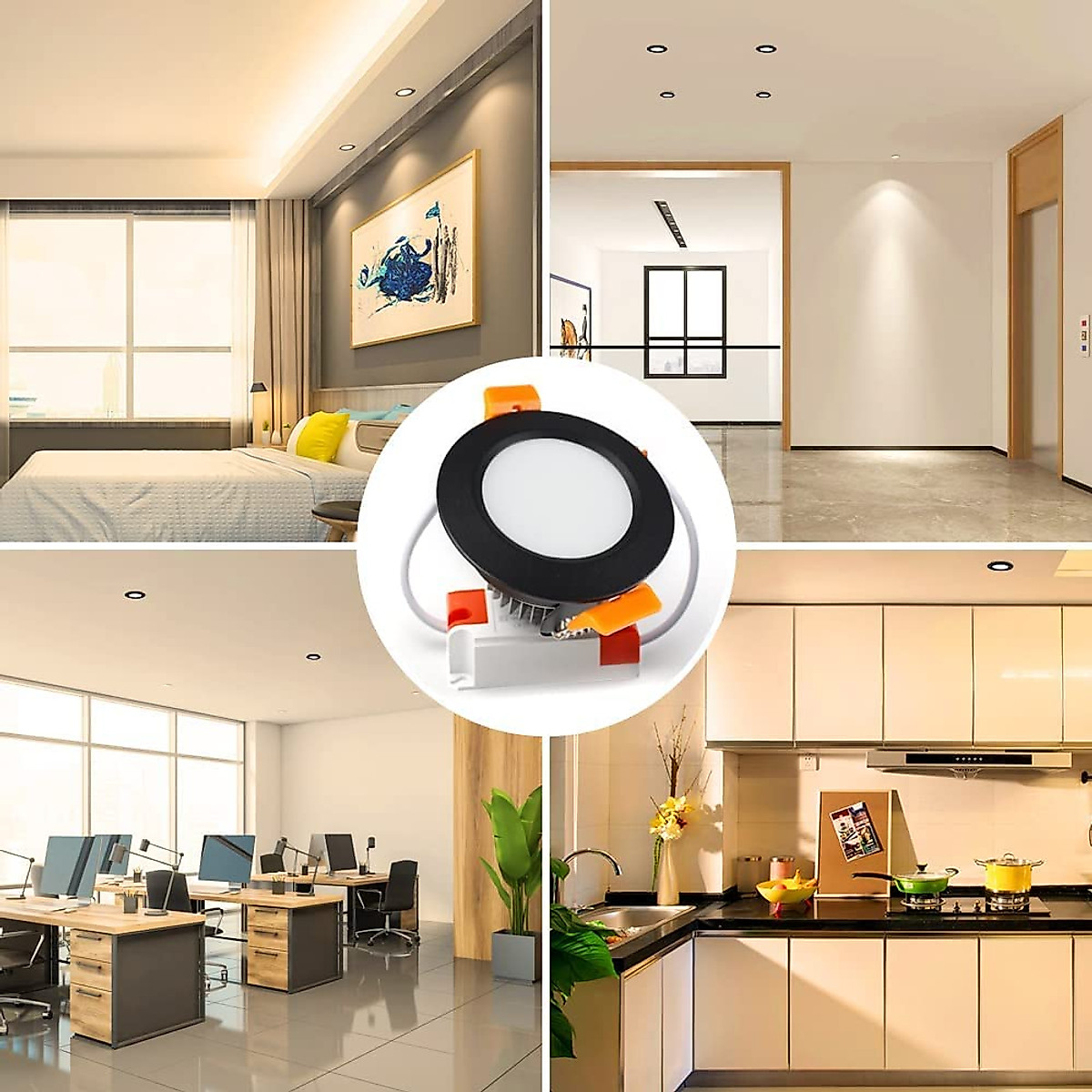 2 inch LED Recessed Lighting Dimmable Downlight, 3W(35W Equivalent), 3000K Warm White, Black LED Recessed Light with LED Driver (8 Pack)