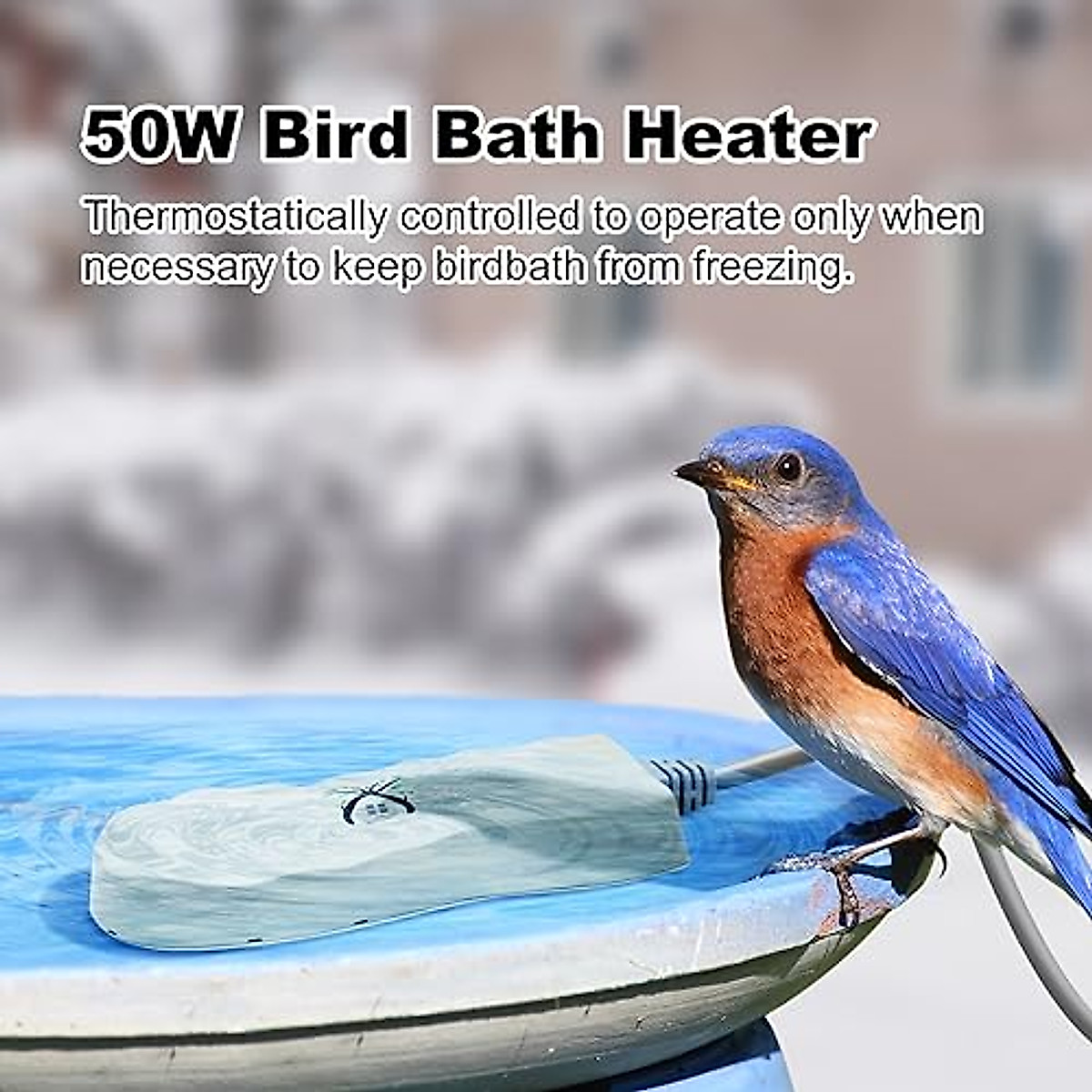 GESAIL Bird Bath Heater, Built in Thermostat Safety Durable 50W Bird Bath Heaters for Outdoors in Winter with Auto Shut Off Function for Garden Outdoor Yard Patio Birdbath