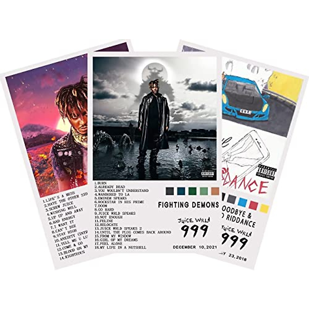 ZDJ A Set of 3 canvas posters,Juice Wrld Poster Album Cover Posters Aesthetics 3 Piece Set,8x12Inch Canvas Prints Unframed Set of 3