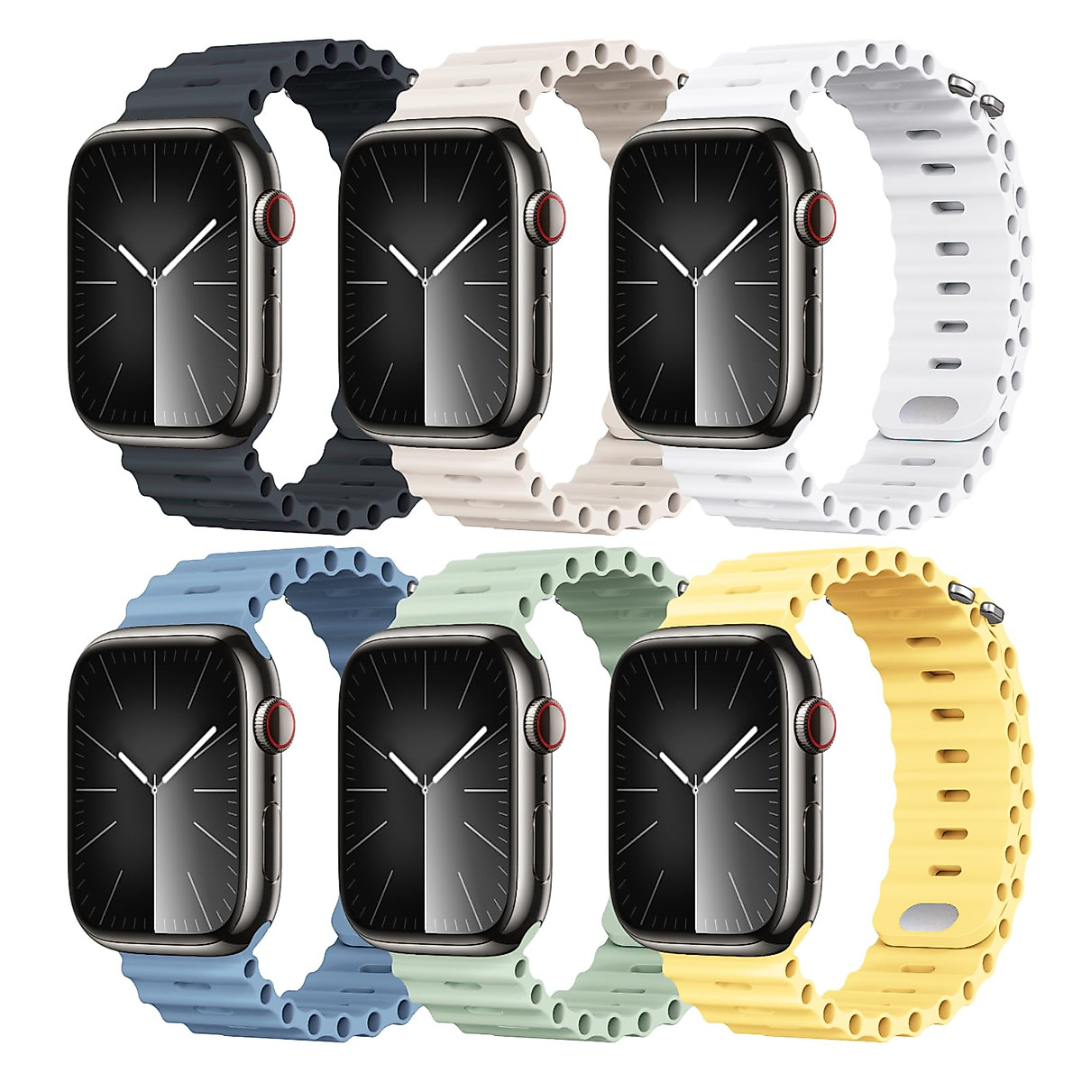 STG Sport Ocean Band Compatible with Apple Watch 38mm-45mm, Variety Pack, Unisex, Watch Band, Silicone, 20mm