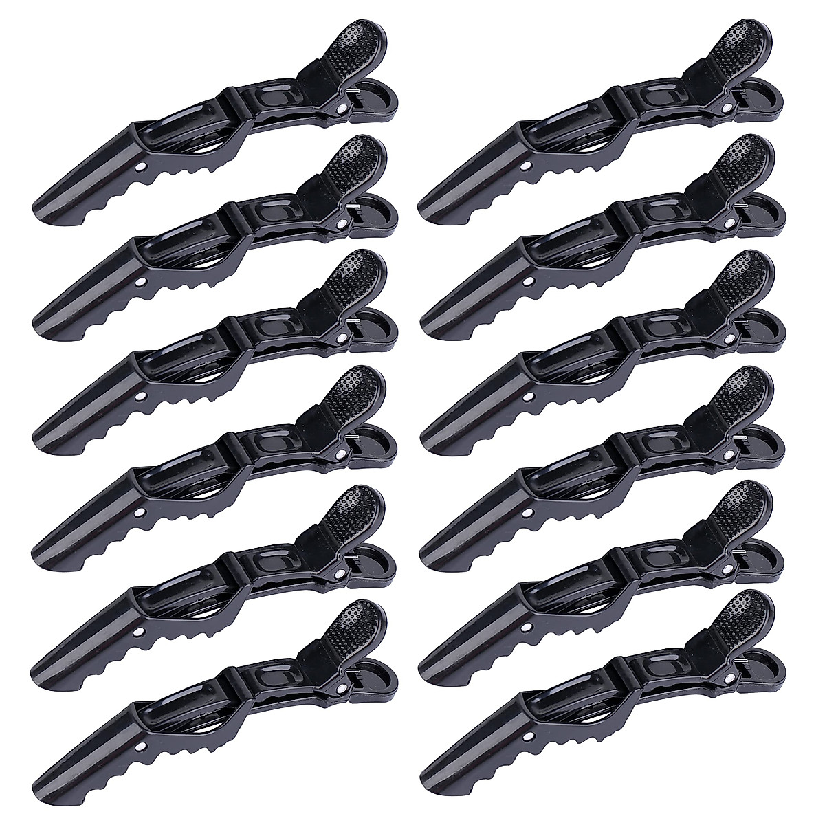 HH&LL 12pcs Hair clips for Styling – Wide Teeth & Double-Hinged Design – Alligator Styling Sectioning Clips of Professional Hair Salon Quality (Black without Logo)