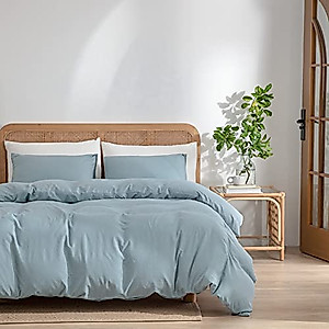 Blue King Duvet Cover King Size Duvet Cover Set for All Seasons, 100% Washed Microfiber 3 Pcs Home Duvet Covers King Size with Zipper Closure & Corner Ties, 1 Duvet Cover & 2 Pillowcases (Blue, King)