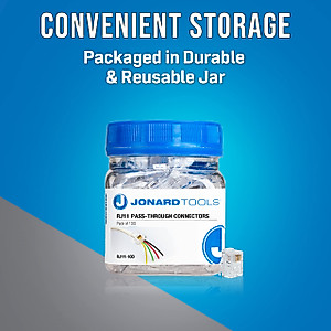 Jonard Tools RJ11-100 CAT3 RJ11 Pass-Through Connectors for Telephone Cables (Pack of 100)