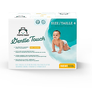 Amazon Brand - Mama Bear Gentle Touch Diapers, Hypoallergenic, Size 4, 148 Count (4 packs of 37)