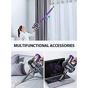 BuTure Cordless Vacuum Cleaner, 33Kpa 400W Stick Vacuum Cleaner with Touch Screen 55 Min Runtime Detachable Battery Wireless Vacuum for Pet Hair Carpet and Hard Floor