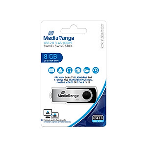 MEDIARANGE MR908 Flexi USB Stick 8GB 15MB/s USB 2.0 Black-Silver