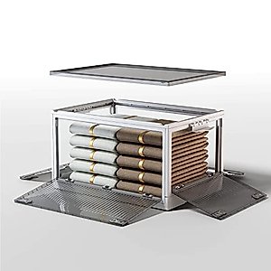 Collapsible Storage Bin with Lids, 54L Stackable Storage Container with 4 Wheels, Closet Organizers and Storage for Clothes, Clothing Storage with Secure Latching Lid, Foldable Storage Box, White
